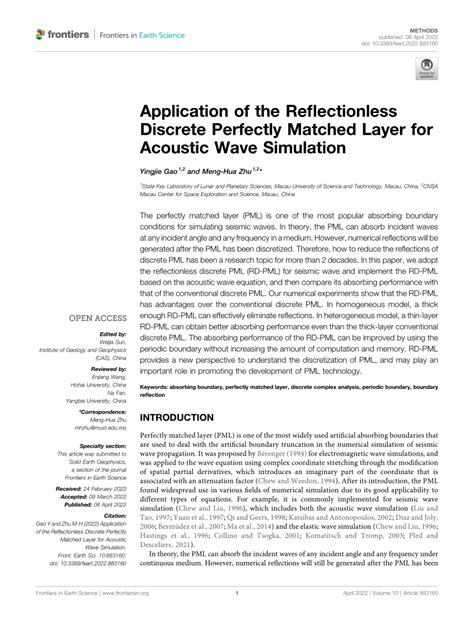 Pdf Application Of The Reflectionless Discrete Perfectly Matched
