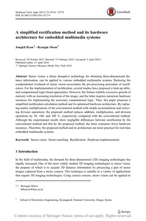 A Simplified Rectification Method And Its Hardware Architecture For