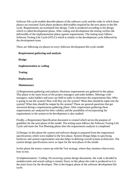 System Development Life Cycle Docsity