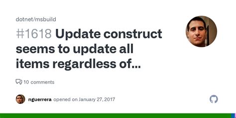 update construct seems to update all items regardless of match when run