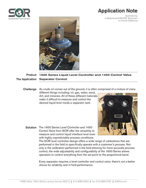 1600 Series Liquid Level Controller And 1450 Control Valve S