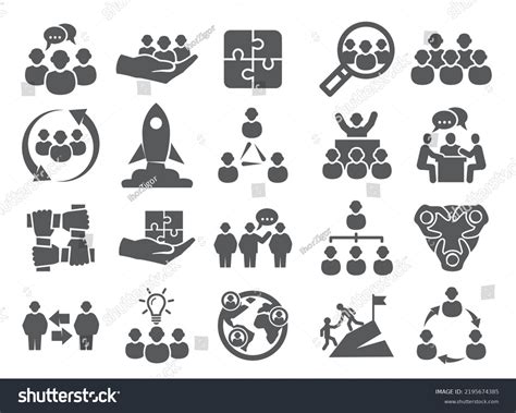 Vector Set Team Work Icons Set Stock Vector Royalty Free 2195674385
