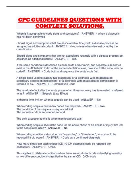 CPC GUIDELINES QUESTIONS WITH COMPLETE SOLUTIONS CPC Stuvia US