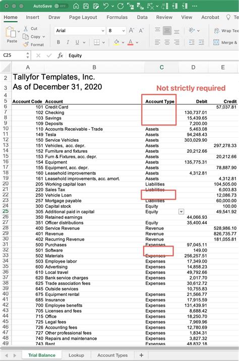 Trial Balance Format Excel