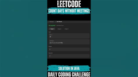 Leetcode 3169 Count Days Without Meetings💛🖤 Solution Link👆🏻🔗 Leetcode Java Shorts