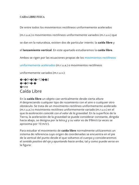 Caida Libre Fisica Pdf Mecánica Física