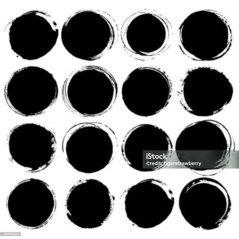 흰색 배경에 큰 검은 그런 지 실루엣 원의 집합입니다 고립된 일본의 양식화된 상징 벡터 일러스트 레이 션입니다 갈색에 대한 스톡 벡터 아트 및 기타 이미지 Istock