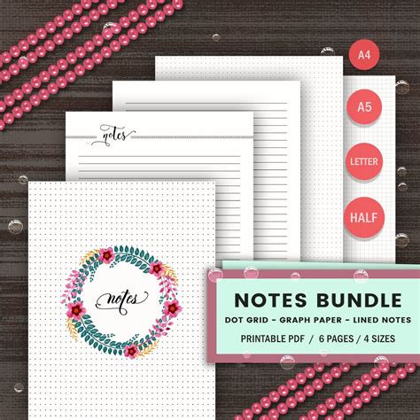NOTES GRAPH PAPER Dot Grid Paper Lined Notes Stylish Etsy
