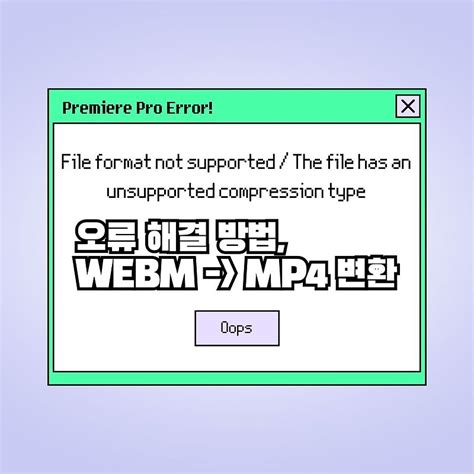 프리미어프로 File Format Not Supported The File Has An Unsupported Compression Type 해결 방법 Webm 파일