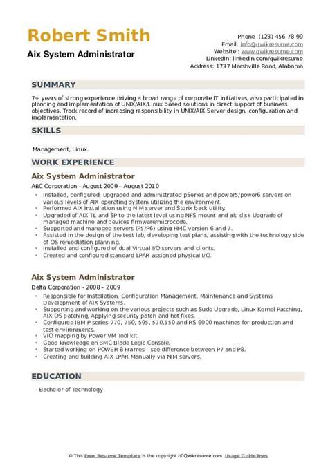 10 Aix System Administrator Resume Samples And Templates For 2025