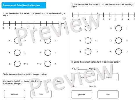 Comparing And Ordering Negative Numbers Worksheet Teaching Resources