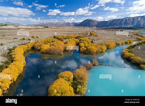 Lake Ruataniwha In Autumn Mackenzie Country South Island New Zealand