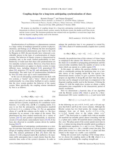 Pdf Coupling Design For A Long Term Anticipating Synchronization Of Chaos