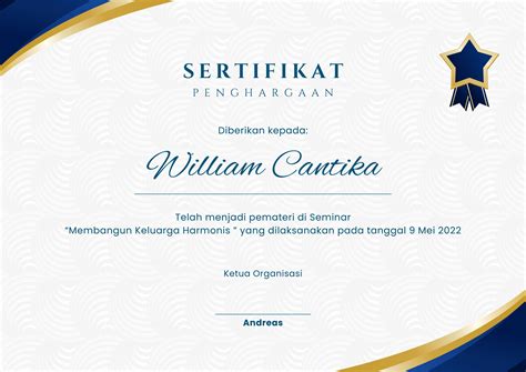 10 Contoh Sertifikat Seminar Untuk Pemateri And Cara Buatnya