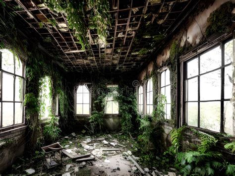 Interior Of Old Abandoned Building Ai Generated Stock Illustration