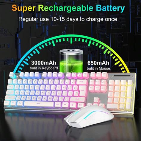 L96 Wireless Keyboard Mouse Combo 3650mah Rechargeable Rgb Full Size Keyboard With Pudding