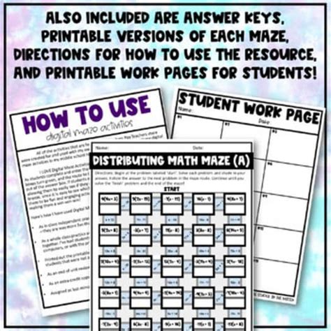 Distributing Algebraic Expressions Digital Self Checking Maze Practice Activity