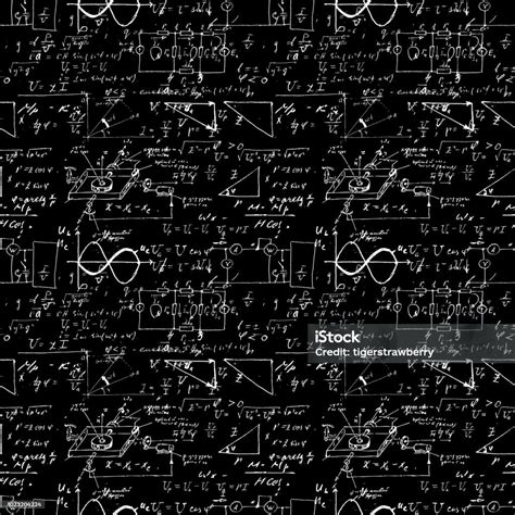 완벽 한 패턴 수학 연산 및 초등 함수 끝 없는 산술 검정색 배경 진짜 필기 솔루션입니다 기하학 수학 물리학 전자 공학 과목 강의입니다 각도에 대한 스톡 벡터 아트 및 기타