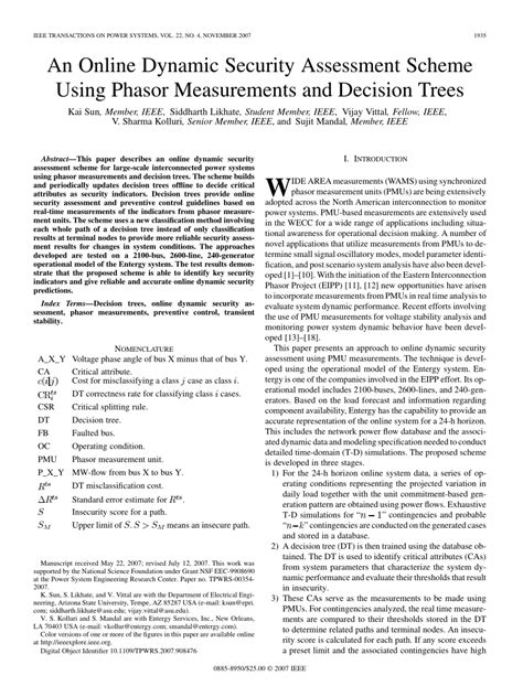 pdf an online dynamic security assessment scheme using phasor
