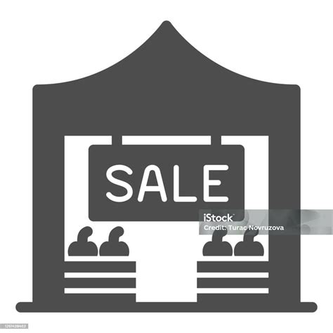 판매 텍스트 솔리드 아이콘 스트리트 푸드 소매 개념 과일과 야채 표지판과 키오스크 흰색 배경 모바일글리프 스타일의 텐트 숍 아이콘이있는 시장 포장 마차 벡터 그래픽 아이콘에