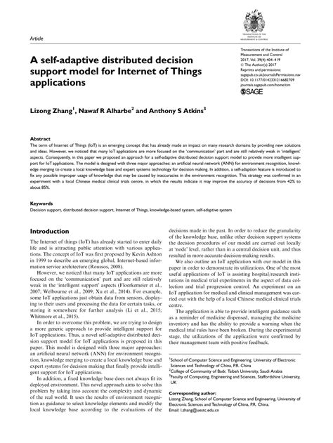 Pdf A Self Adaptive Distributed Decision Support Model For Internet