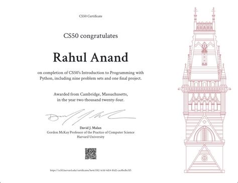 Rahul Anand On Linkedin Cs50p Cs50 Pythonprogramming Datascience