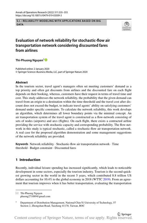 Evaluation Of Network Reliability For Stochastic Flow Air Transportation Network Considering