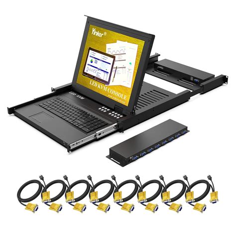 17 Lcd Kvm Console 8 Port Vga Yinker Rackmount Kvm Switch Fit 1u 19