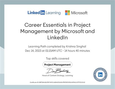 Projectmanagement Professionaldevelopment Microsoftlearning Linkedinlearning Krishna Singhal
