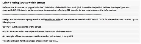 Solved Lab 4 Using Structs Within Structs Refer To The