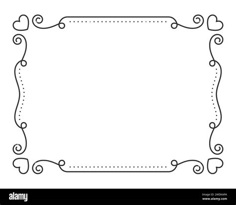 Vintage Frame Border Divider Text Black Line Heart Valentine Separator