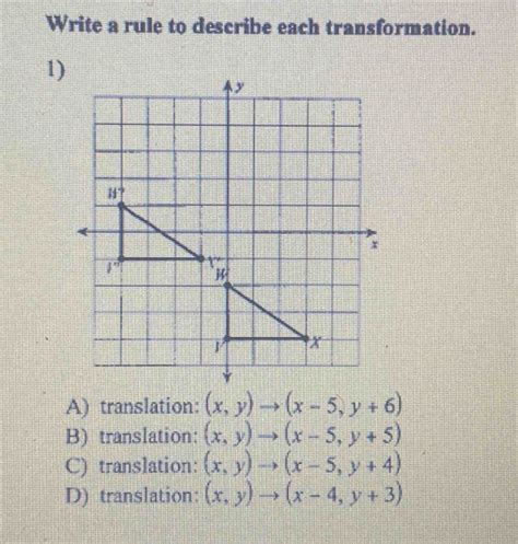 Write A Rule To Describe Each Transformation 1 A Translation Xy