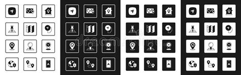 Set Location With House Folded Map Location Marker City Navigation Map Human Gps Device