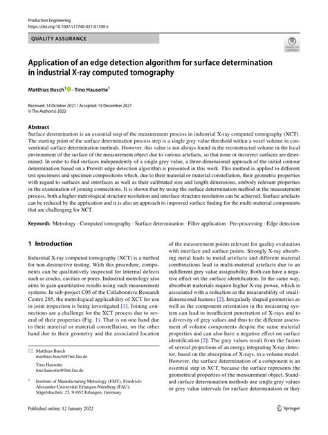 Pdf Application Of An Edge Detection Algorithm For Surface Determination In Industrial X Ray