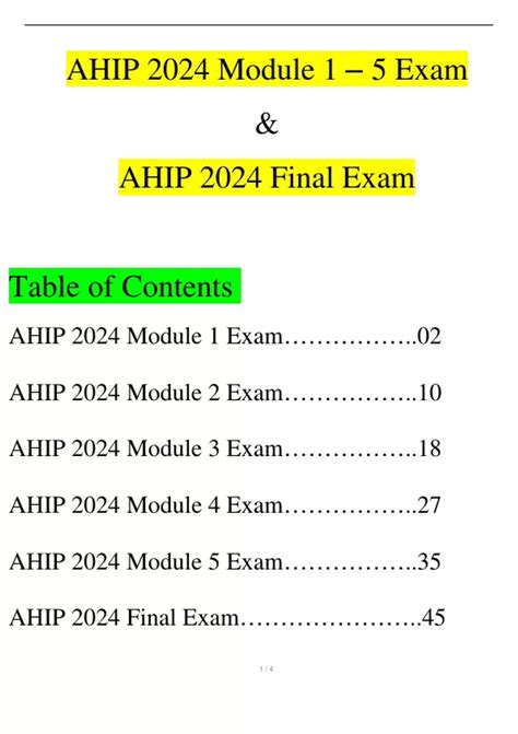 ahip 2024 module 1 2 3 4 5 exam and ahip 2024 final exam questions
