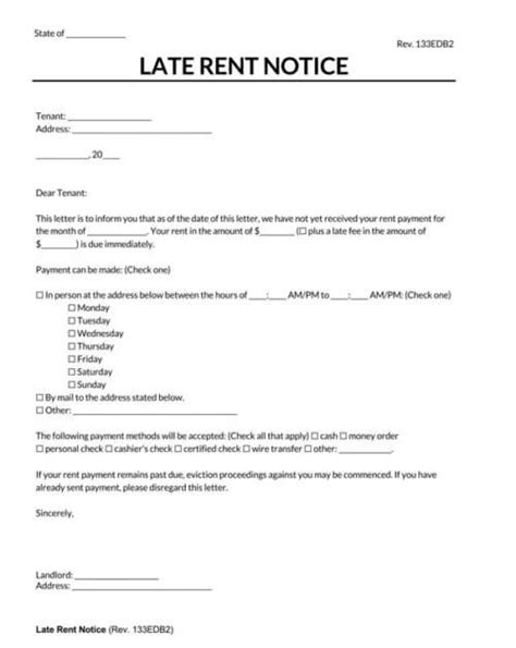 Free Late Rent Notice Templates Word Pdf