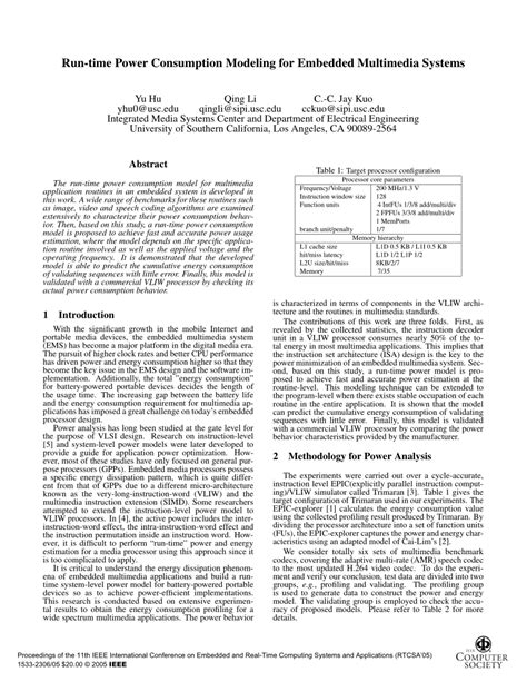 Pdf Run Time Power Consumption Modeling For Embedded Multimedia Systems