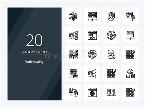 20 Web Hosting Outline Icon For Presentation Stock Vector Illustration Of Data Network 264601451