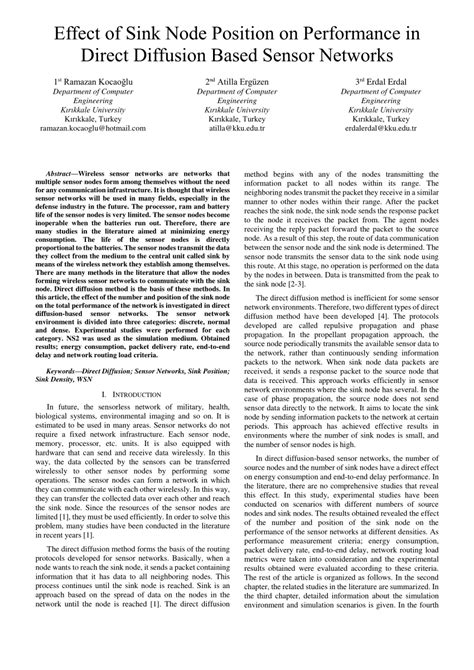 Pdf Effect Of Sink Node Position On Performance In Direct Diffusion Based Sensor Networks