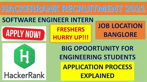 hackerrank hiring 2021 i software engineer intern i freshers can apply i banglore remote i youtube