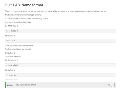 Solved 212 Lab Name Format Many Documents Use A Specific
