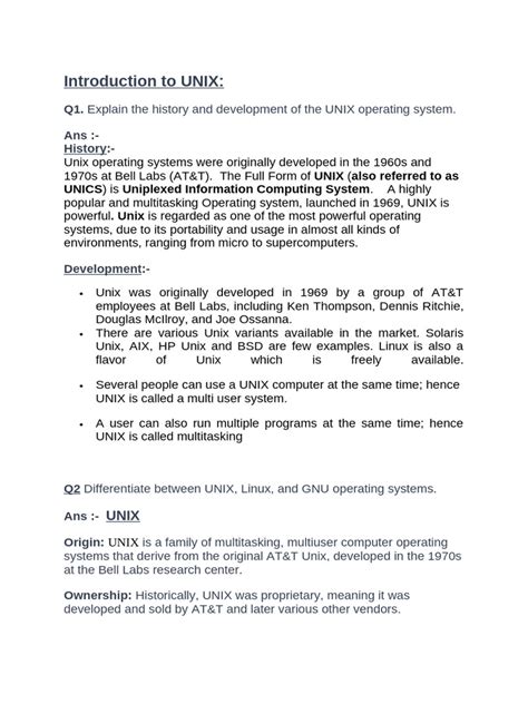 Introduction To Unix Pdf