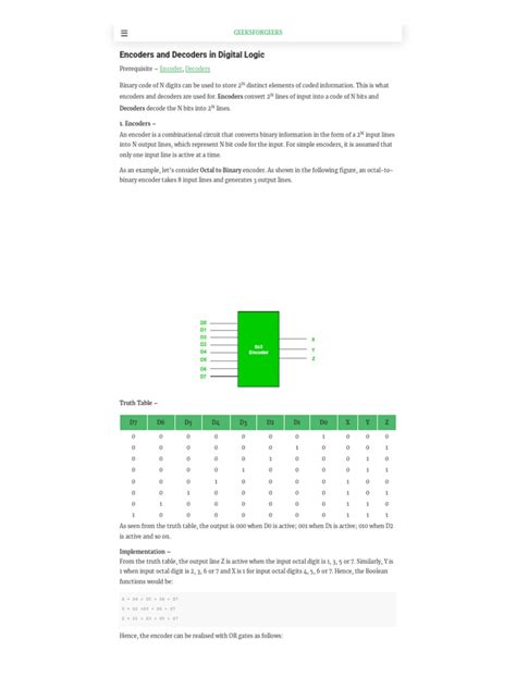 Geeksforgeeks Org Encoders And Decoders In Digital Logic Amp Pdf