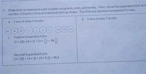 Solved 2 Draw Disks To Represent Each Number Using Tens Ones And