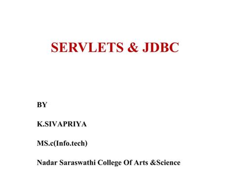 Servlets And Jdbc Ppt