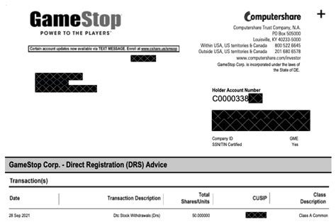 Computershare Account Number High Score Xxx Moon Tickets To DRS R Superstonk