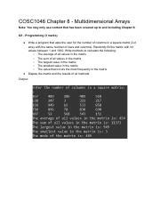 Multidimensional Arrays Programming Exercises And Discussion On