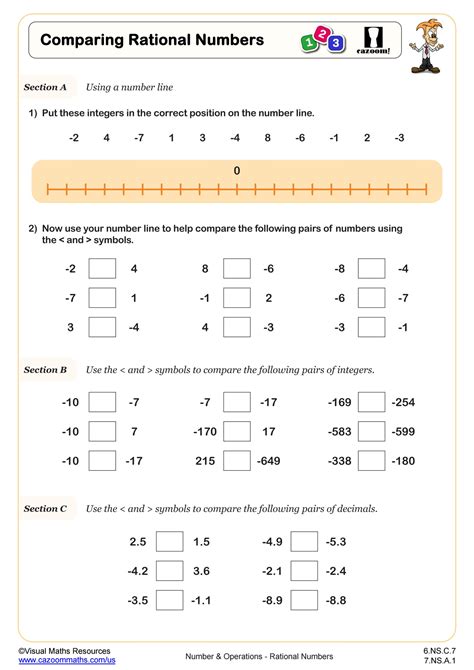 Comparing Rational Numbers Worksheet Fun And Engaging 6th Grade Pdf