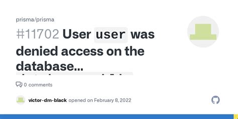 User `user` Was Denied Access On The Database `databasepublic` · Issue