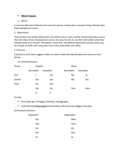 Word Classes Academic Writing Lecture Notes For English Education